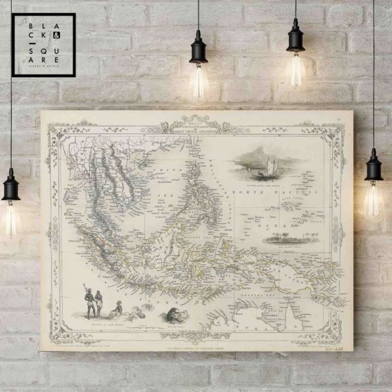 Jual Peta Indonesia Vintage / Antique - Replica Vintage Map + Frame ...