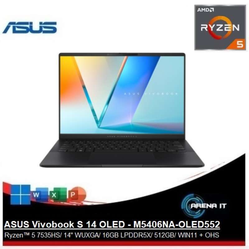 Promo Asus Vivobook S 14 Oled M5406 M5406na Oled552 Ryzen 5 7535hs 14 Wuxga Lpddr5x 16gb