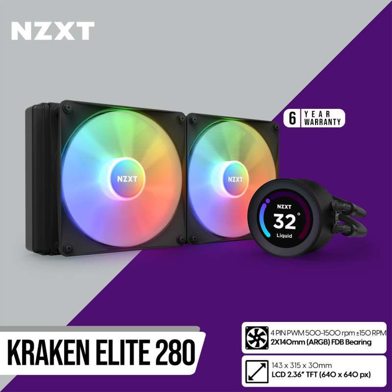 Promo Nzxt Kraken Elite 280 Rgb Aio Liquid Cooler With Lcd Display ...