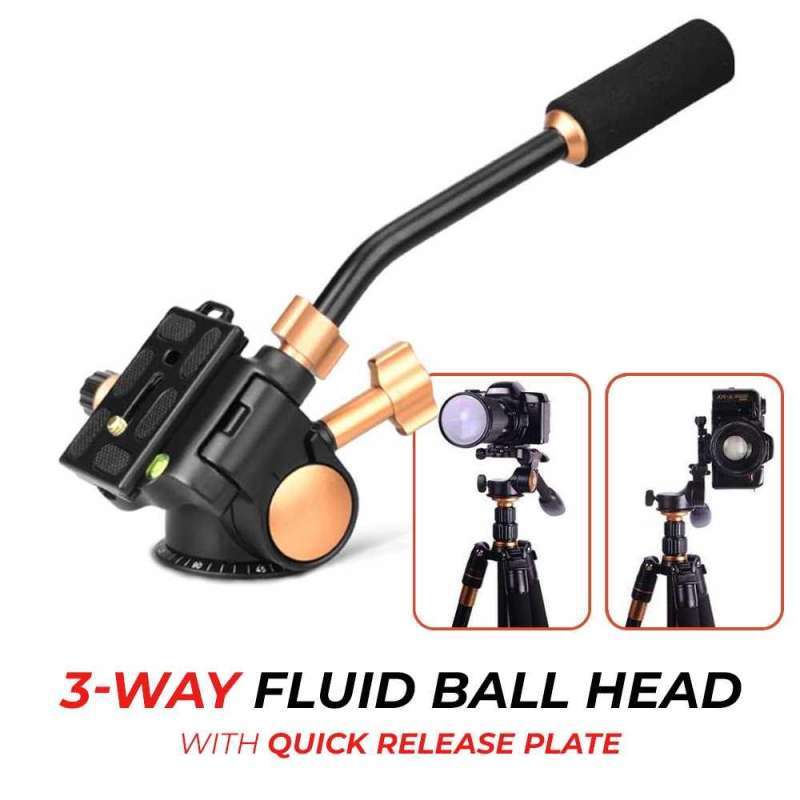 Promo Tripod 3-way Fluid Ball Head Quick Release Plate Dslr Q08s Tripod ...
