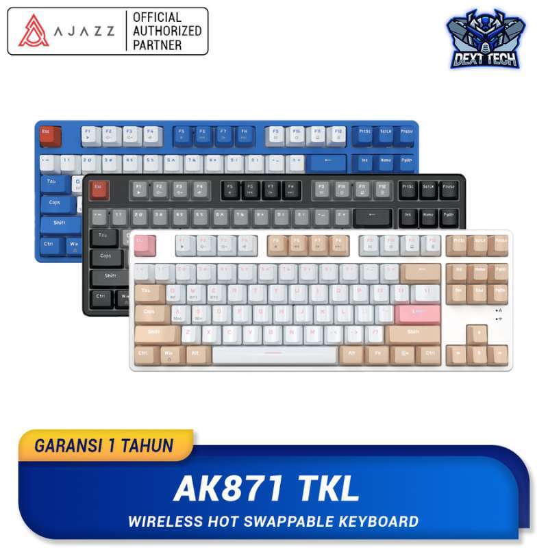Jual Ajazz Ak871 Tkl Wireless Dual Mode Gasket Hotswap Mechanical Keyboard - White Tea Red ...