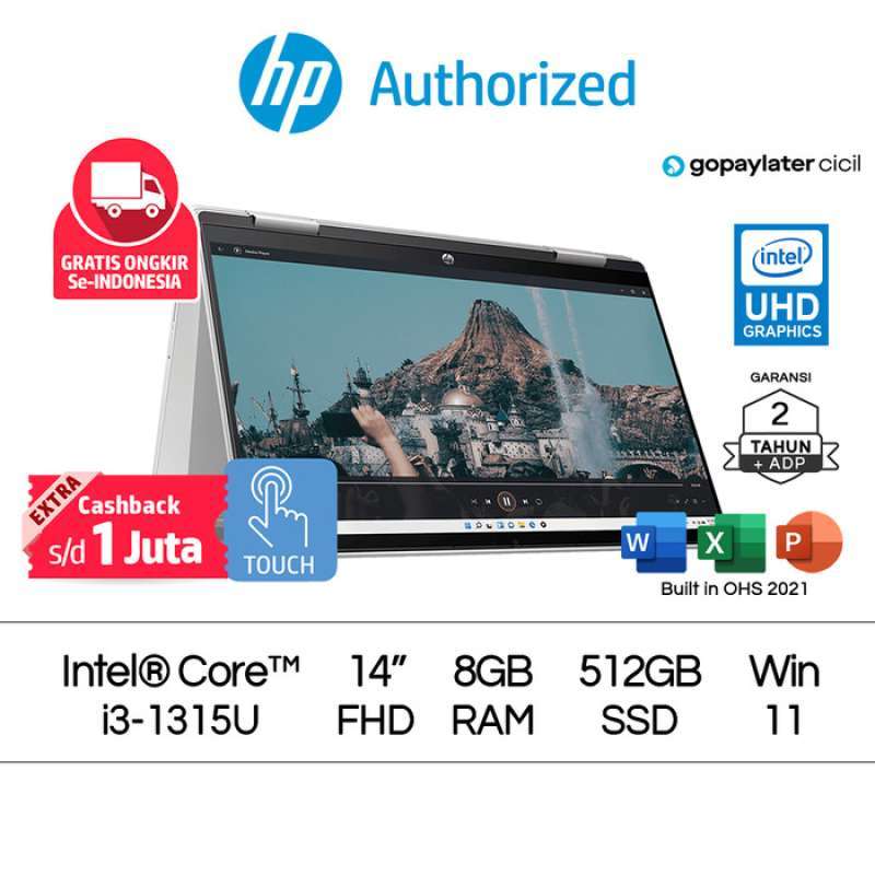 Promo Laptop Hp Pavilion X360 2in1 14 Ek1094tu Core I3 Uhd 8gb 512gb Intel Diskon 25 Di Seller