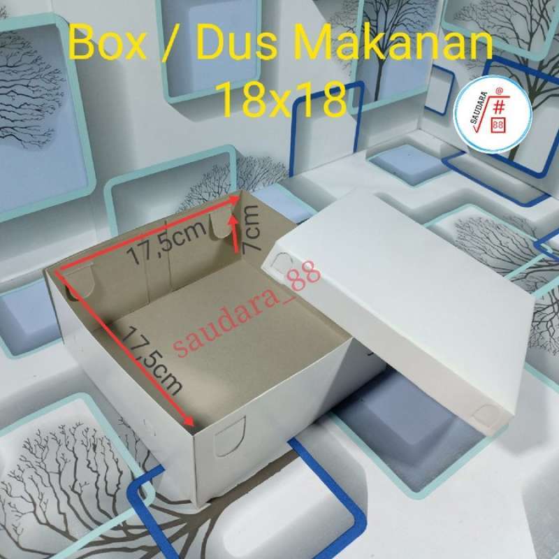 Jual Ready Box Kotak Dus Nasi Kertas Karton Makanan 18x18 Putih Polos ...