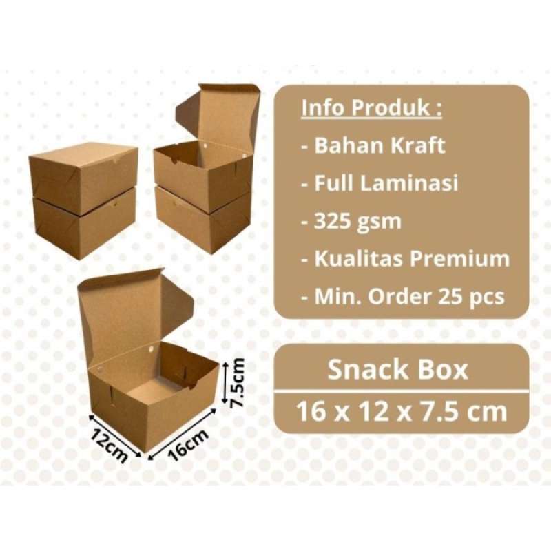 Jual Snack Box Kraft Laminasi 16x12x7,5 Cm 25 Pcs Di Seller Shin Store ...