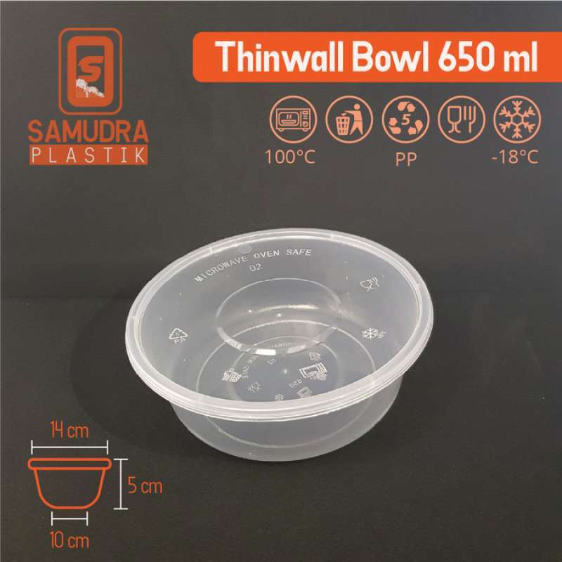 Jual Thinwall Bowl 650 Ml / Mangkok Plastik / Food Container Bulat ...