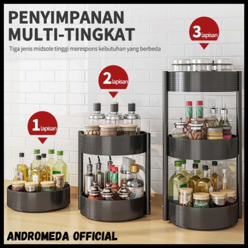 Jual Rak Putar Penyimpanan Bumbu Dapur Rotating Storage Rack Di Seller ...