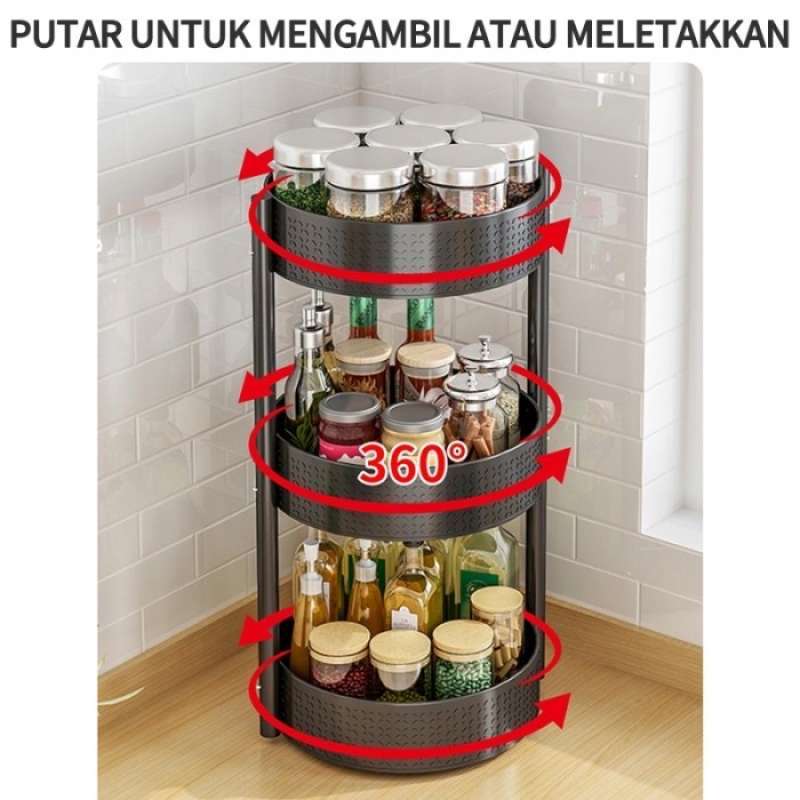 Jual Rak Putar Penyimpanan Bumbu Dapur Rotating Storage Rack Di Seller ...