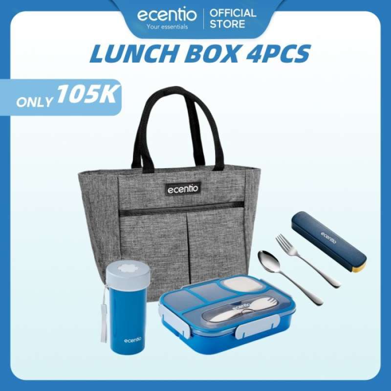 Jual Ecentio Lunch Box 1100ml Tas Bekal Kotak Makan Set Bpa Free Di ...