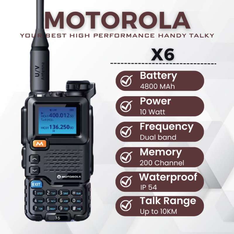 Jual Radio Ht Motorola X6 Dual Band Uhf Vhf Walkie Talkie 10 Watt 4800 ...
