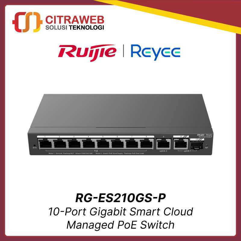 Jual Ruijie Reyee Rg-es210gs-p 10-port Gigabit Smart Cloud Managed Poe ...