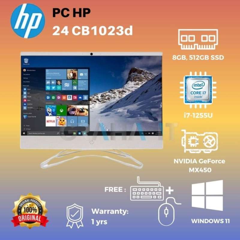 Jual Pc Hp Aio 24 Cb1023d I I7-1255u 8gb 512gb 23.8 Fhd W11 Ohs - White ...