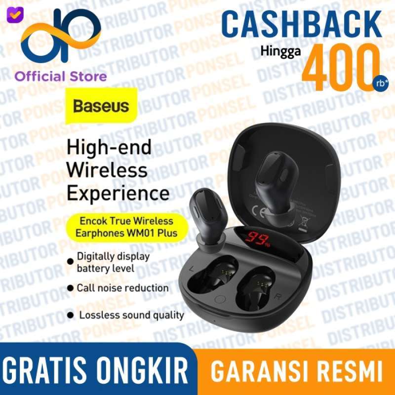 Promo Baseus Tws Earphones Bluetooth True Wireless Encok Wm01 Wm01 Plus ...