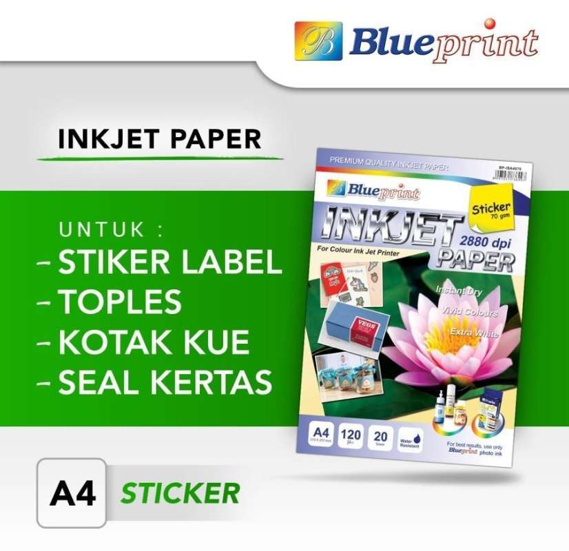 Jual Kertas Inkjet Stiker / Sticker Inkjet Paper Blueprint A4 70 Gsm Di ...