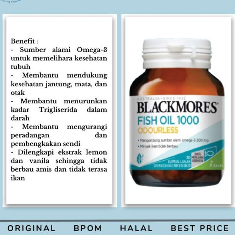 Promo Blackmores Odourless Fish Oil 1000mg 30 Kap Omega 3 1000 Mg Diskon 17% Di Seller Hauma ...