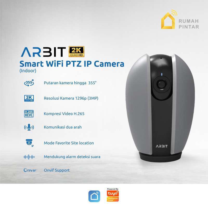 Promo Arbit Indoor Ptz Cctv Security Ip Camera 2k 3mp Wireless Nvr ...
