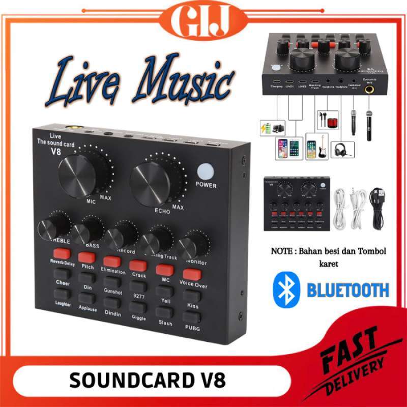 Jual Live Mixer Audio Usb External Soundcard Broadcast Microphone V8 Di ...