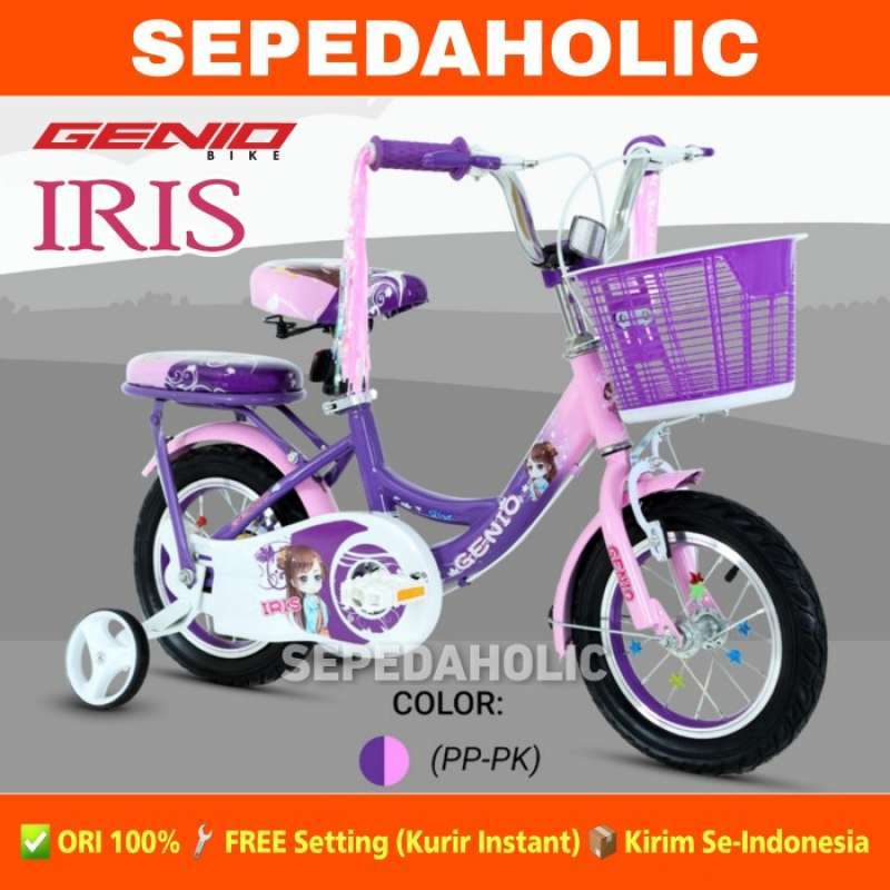 Promo Sepeda Mini Anak Perempuan 12 Inch Genio Iris Keranjang Pink ...
