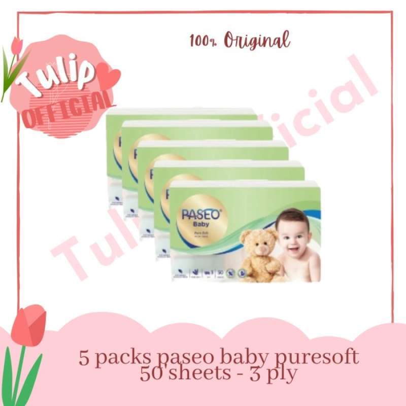 Jual Paket Hemat 5 Pack Tisu Paseo Baby Pure Soft Travel 50 Sheets 3 ...