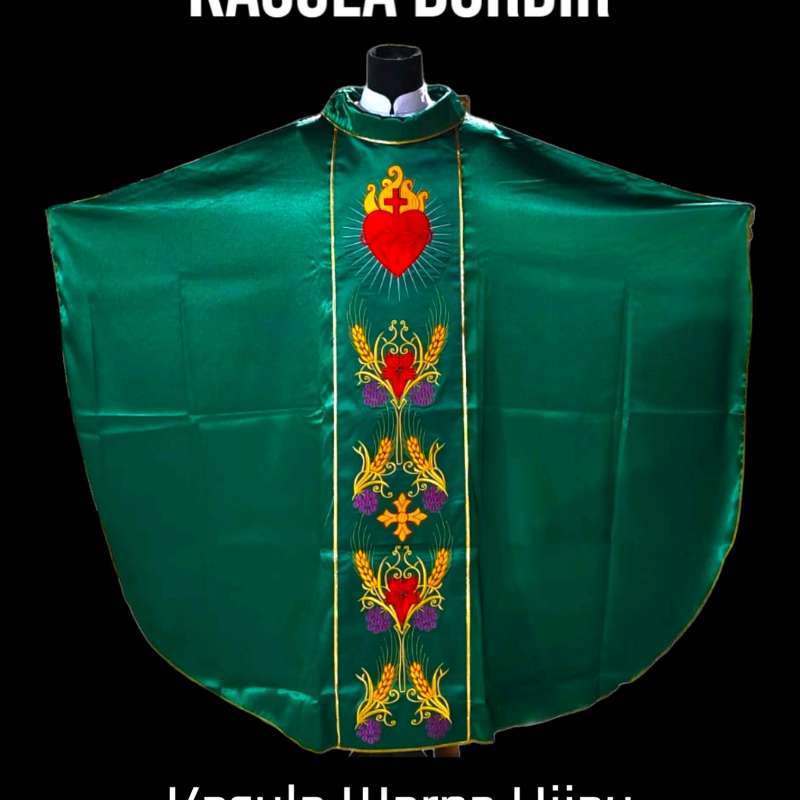 Jual Kasula Romo Imam Katolik/bordir Hati Kudus/kasula Warna Hijau Di ...