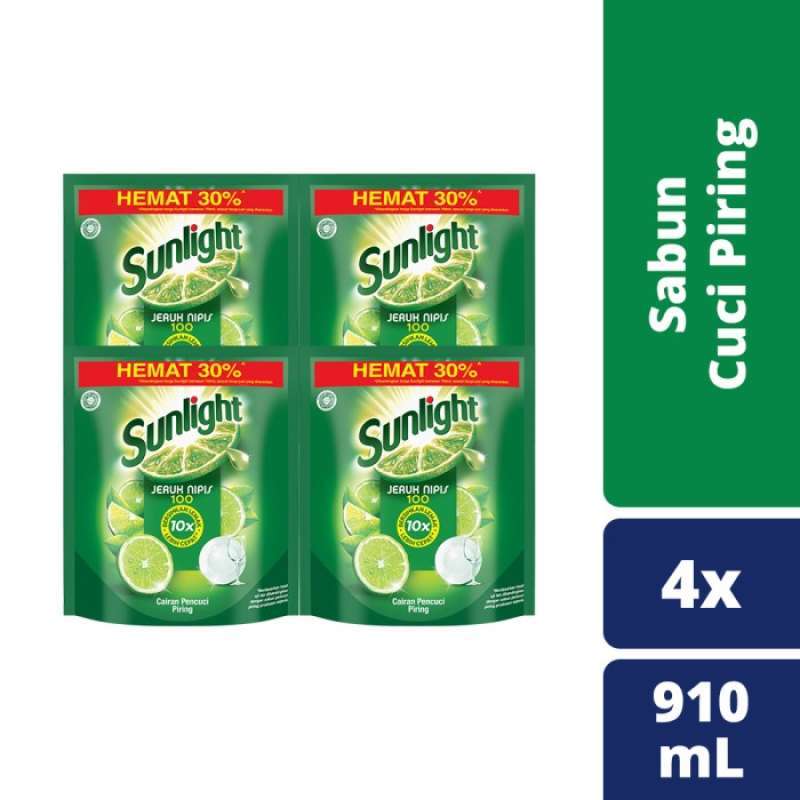 Jual Sunlight Sabun Cuci Piring Cair Refill Jeruk Nipis 910 Ml X4 Di Seller Velvet Store ...