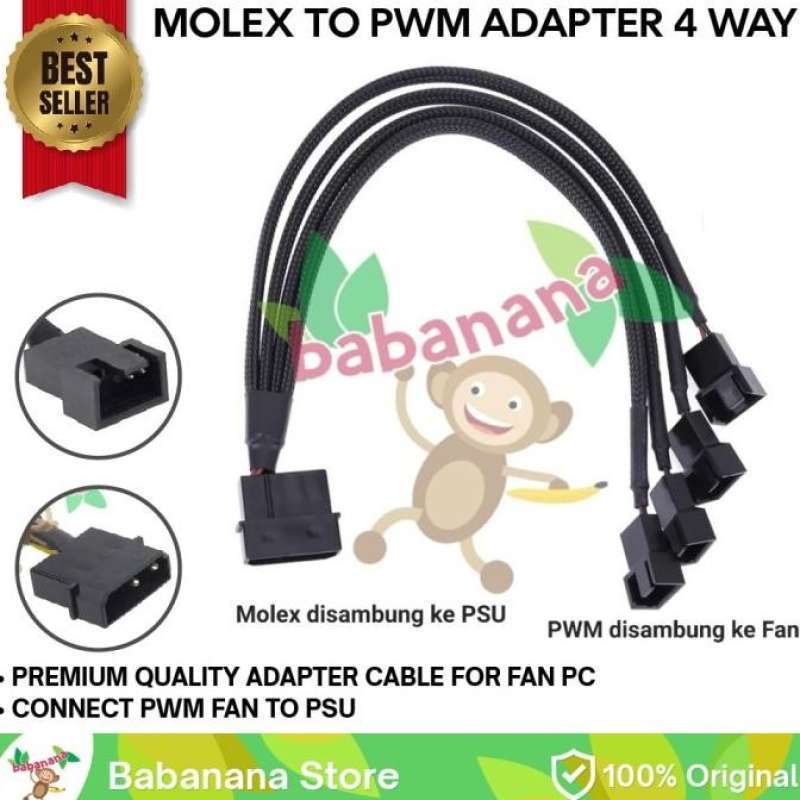 Jual Kabel Konverter 1x Molex To 4x Pwm Fan Cable Converter Casing ...