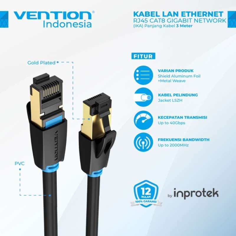Jual Vention 3m Kabel Lan Cat.8 Rj45 Ethernet Internet Network Patch ...