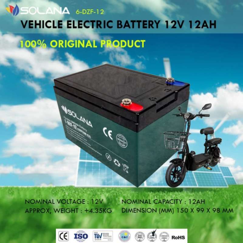Promo Solana E-bike 12v 12ah Aki Kering Sepeda Motor Listrik Battery 12 Ah Diskon 33% Di Seller ...