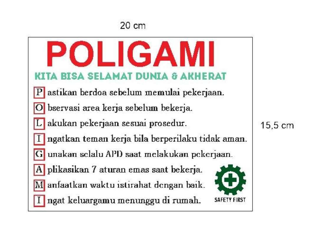 Jual Stiker Lucu Vinyl K3 Keselamatan Kesehatan Kerja Safety First ...