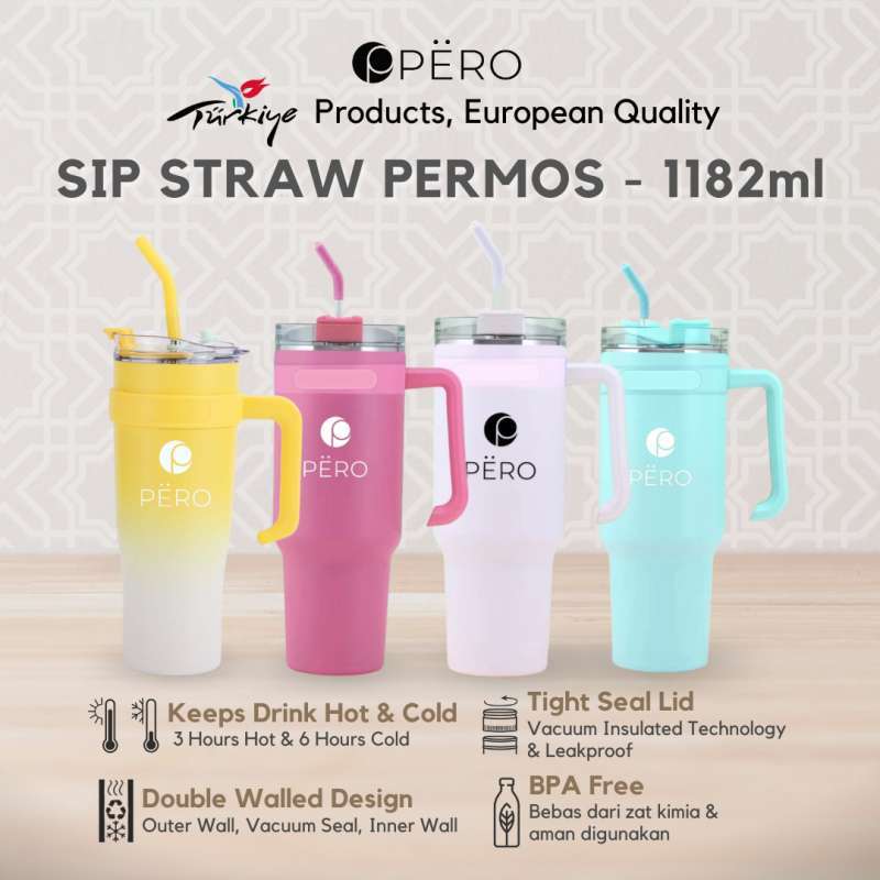 Promo [festive Back To School] Pero Sip Straw Mug Tumbler Permos 40oz ...