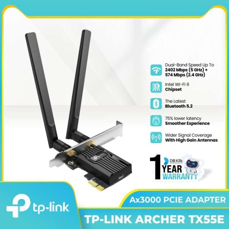Jual Pcie Adapter Tp-link Archer Tx55e Ax3000 Dualband Wifi 6 Bluetooth ...