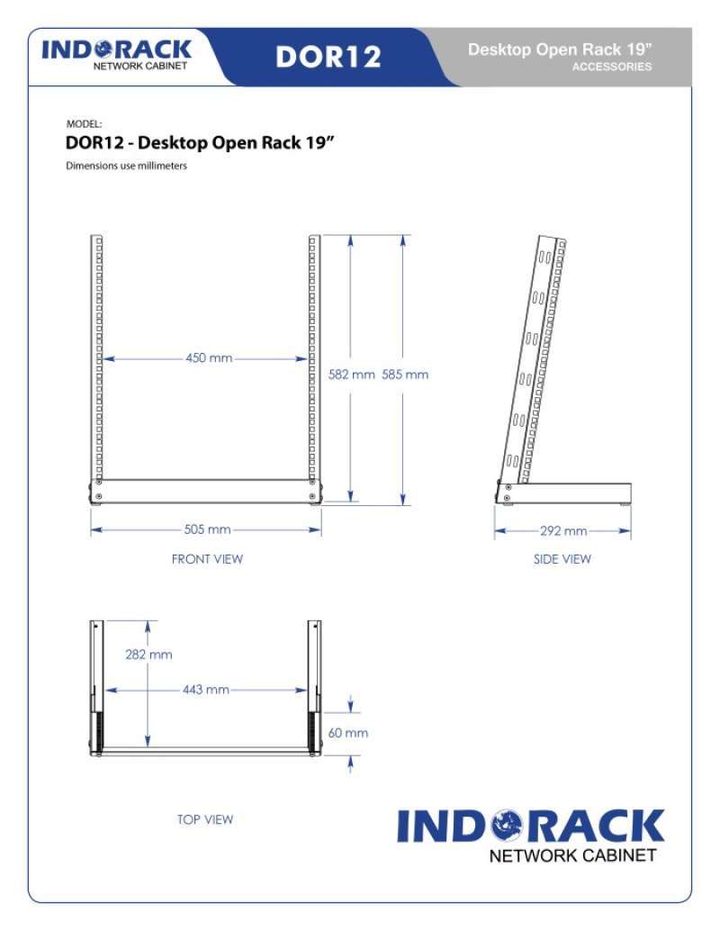 Jual Dor12 Desktop Open Rack 12u Indorack Depth 290mm Rak Modem ...