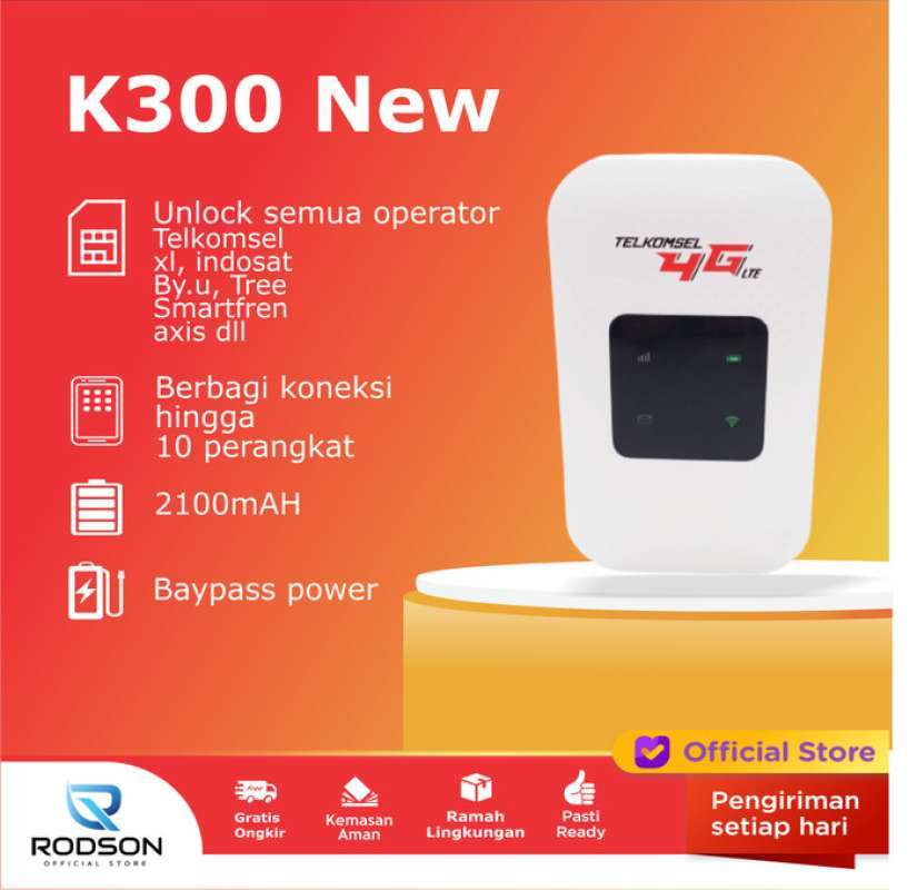 Jual Modem Wifi Mifi K300 New 4g Lte Unlock Telkomsel Xl Indosat Tree ...