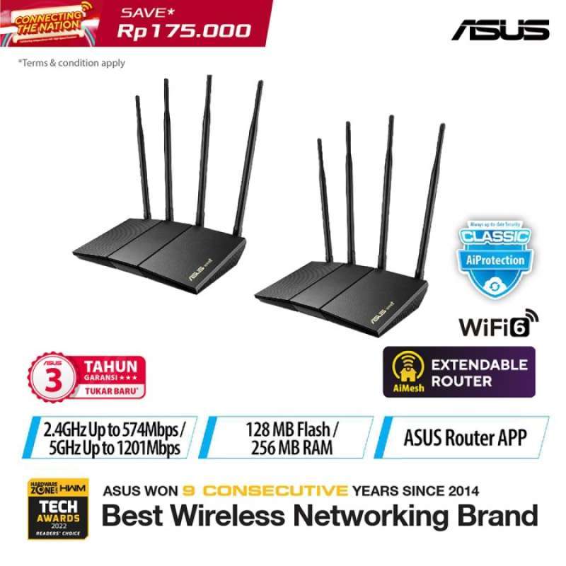 Jual Asus Rt-ax1800hp Dual Band Ax1800 High Power Wifi 6 Router With ...