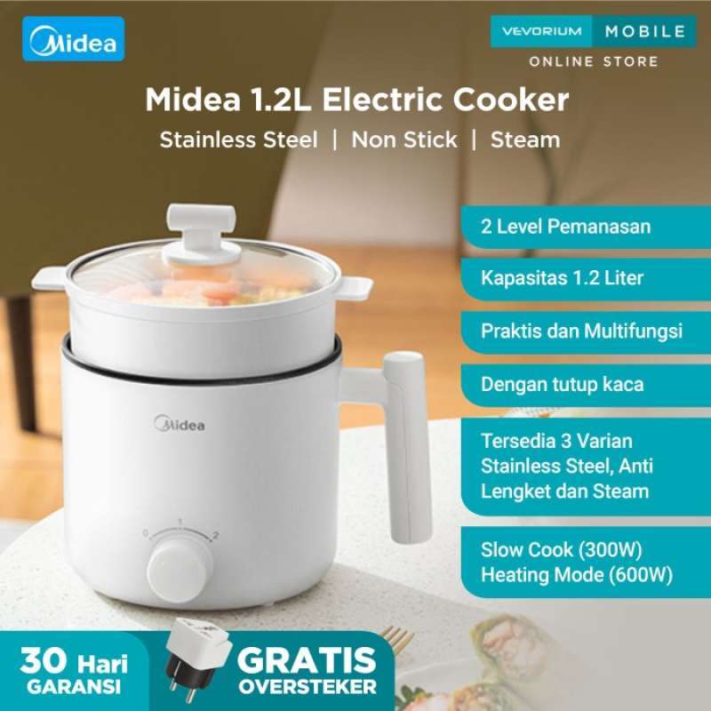 Promo Midea 1.2l Electric Cooker Pot Panci Listrik Serbaguna Kukus ...