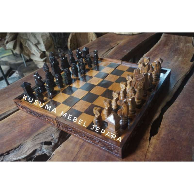 Jual Papan Catur Ukir Wayang Etnik Natural Kayu Sonokeling (panjang ...