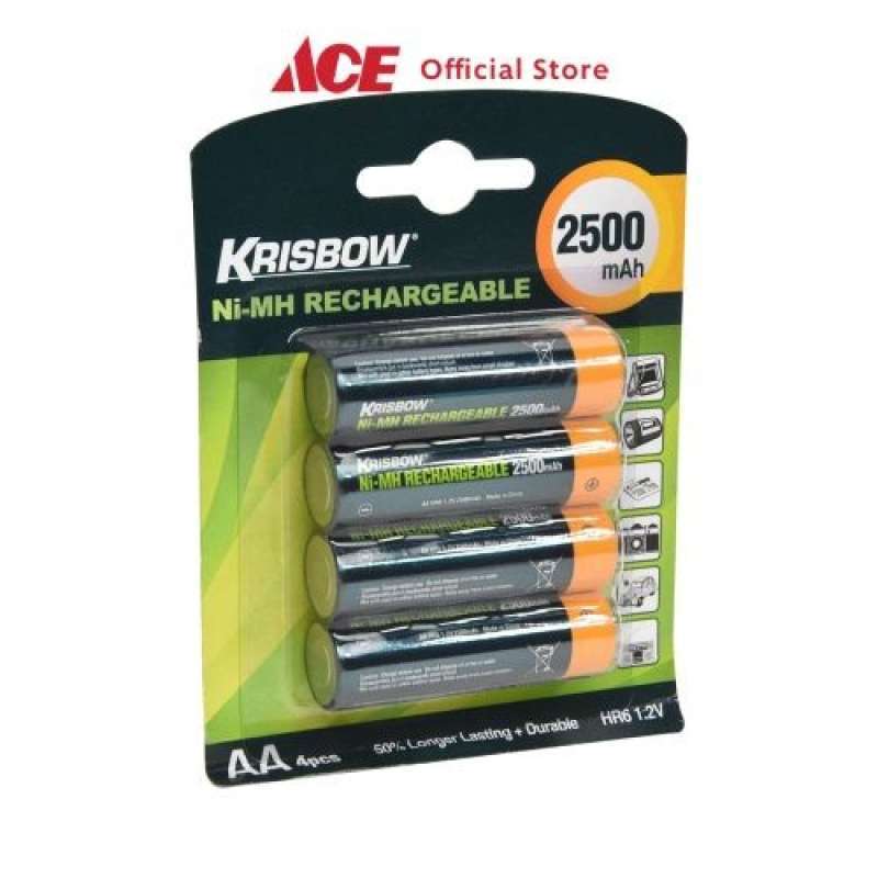 Jual Krisbow Set Baterai Rechargeable Aa 2500 Mah 4 Pcs Battery Isi ...