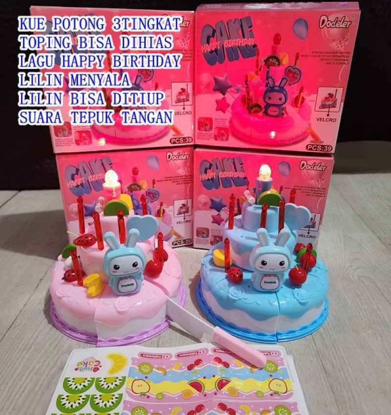 Jual Mainan Kue Ulang Tahun 3tingkat Tiup Lilin Birthday Cake Di Seller ...
