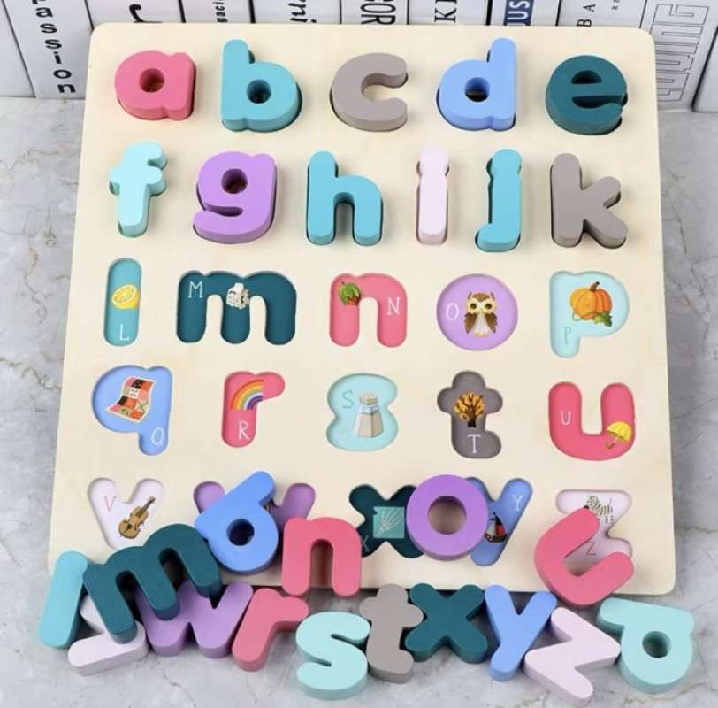 Jual Chunky Puzzle Kayu Huruf Kecil Mainan Edukasi Anak Belajar Membaca ...