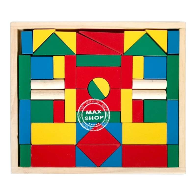 Jual Mainan Anak Balok Kayu - Wooden Block - Susun Rumah Dan Bangunan ...
