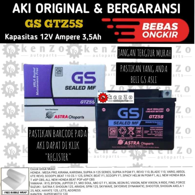 Promo Aki Motor Matic Honda Stylo Vario 110 Beat Scoopy Spacy Genio Gs ...