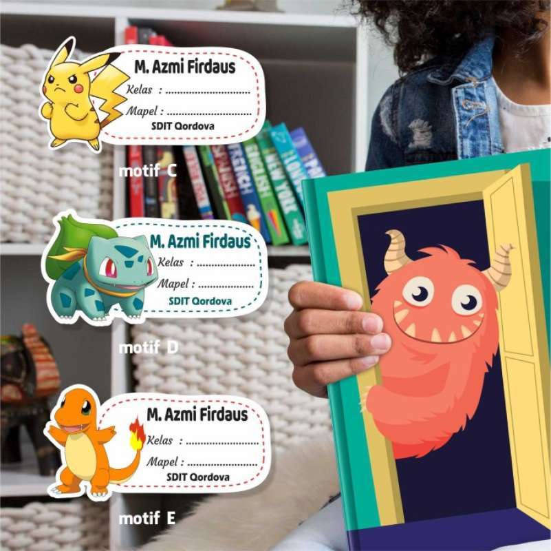 Jual Stiker Nama Sampul Buku Tulis Tema Pokemon Pikachu Di Seller ...