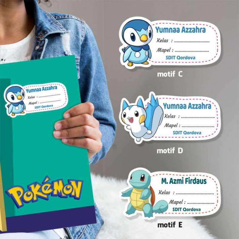 Jual Stiker Nama Sampul Buku Tulis Tema Pokemon Pikachu Di Seller ...