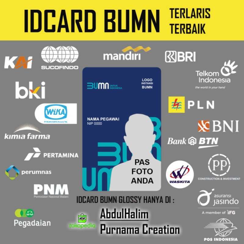 Jual Cetak Idcard Id Card Bumn Terbaru Name Tag Baru Glossy Mengkilap ...