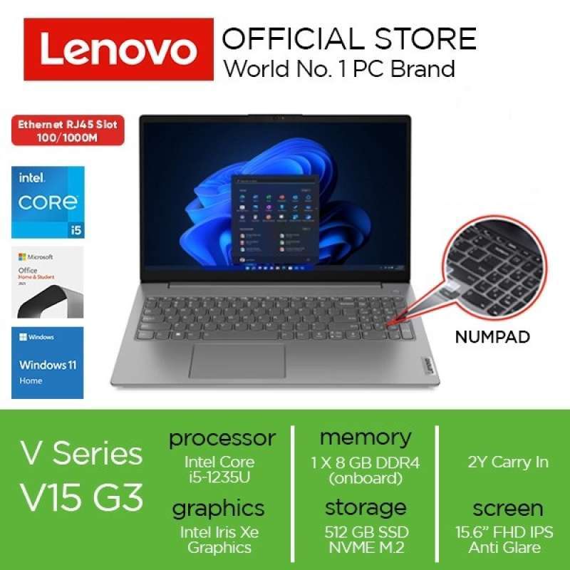Jual Lenovo V15 G3 Iap Core I5-1235u 8gb 512gb W11 Ohs - 8gb Di Seller ...