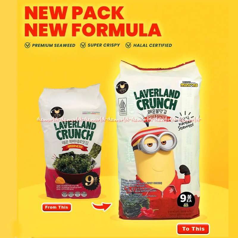 Jual Laverland Crunch 9pack Seaweed Seasalt Cheese Hot & Spicy Wasabi ...