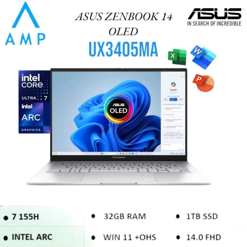 Jual Asus Zenbook 14 Oled Ux3405ma Ultra 7 155h 32gb / 1tb 14″ 3k Touch ...