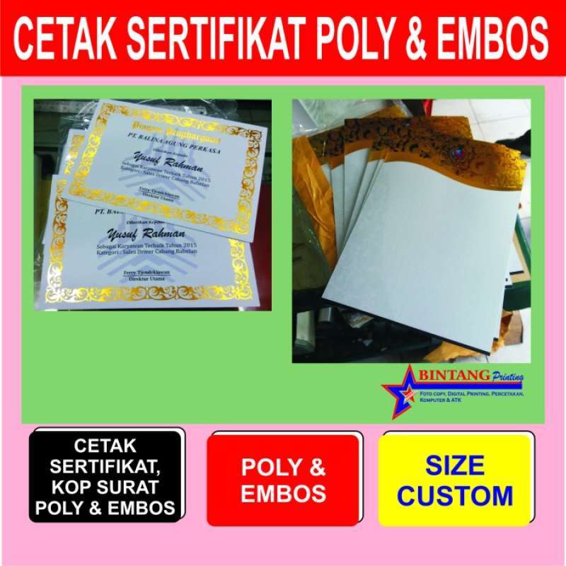 Jual Cetak Sertifikat Poly & Embos/ Hot Print Murah Di Seller Kingyo ...
