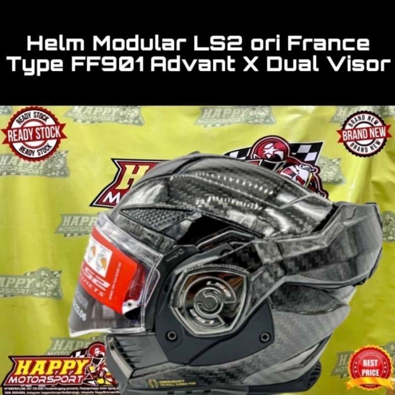 Jual Helm Modular Dual Visor Ls2 Original France Ff901 Advant X: Carbon ...
