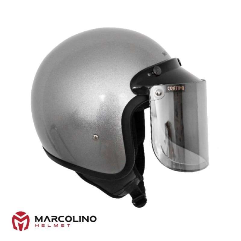 Jual Helm Bogo Retro Marcolino Silver Glossy Sni Flat Visor By Jmc ...