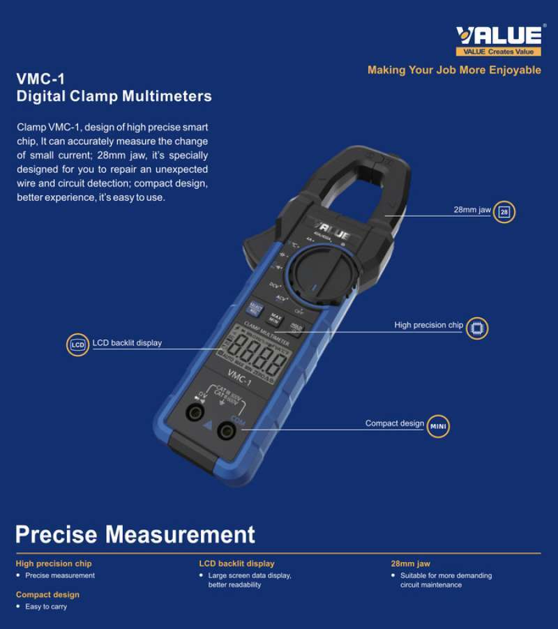 Promo Tang Amper Value Vmc-1 | Digital Clamp Meter Vmc-1 Diskon 2% Di ...